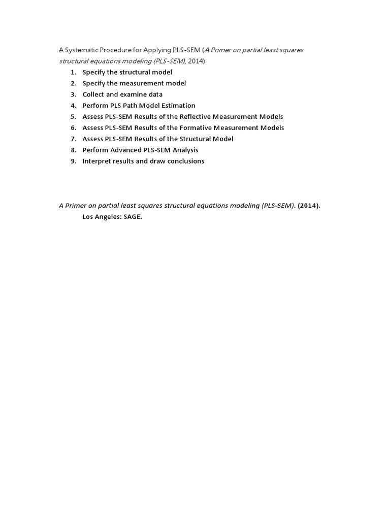 Steps For Applying PLS | PDF