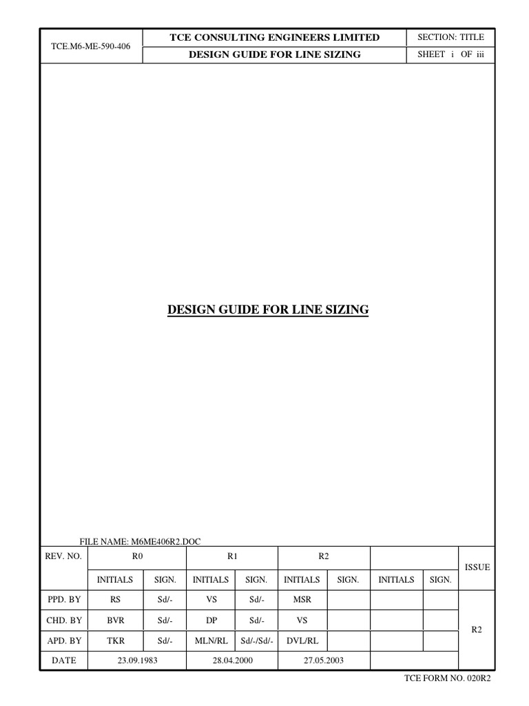 Tce Consulting Engineers Limited Design Guide For Line Sizing | PDF ...