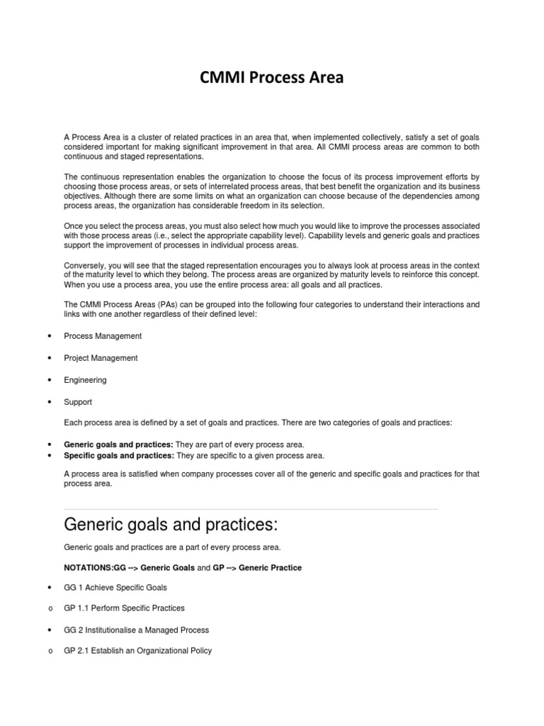 CMMI Process Area | PDF | Project Management | Verification And Validation