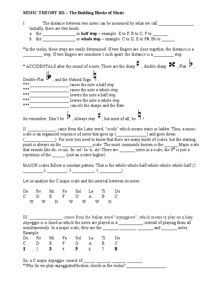 Music Theory 101 Lecture 1 | PDF | Scale (Music) | Musical Scales