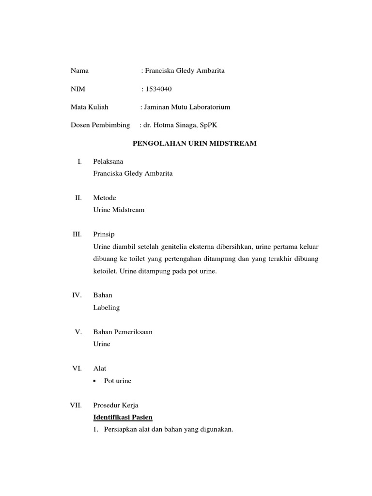 Prosedur Pengambilan Urin Midstream | PDF | Pengembangan Diri ...
