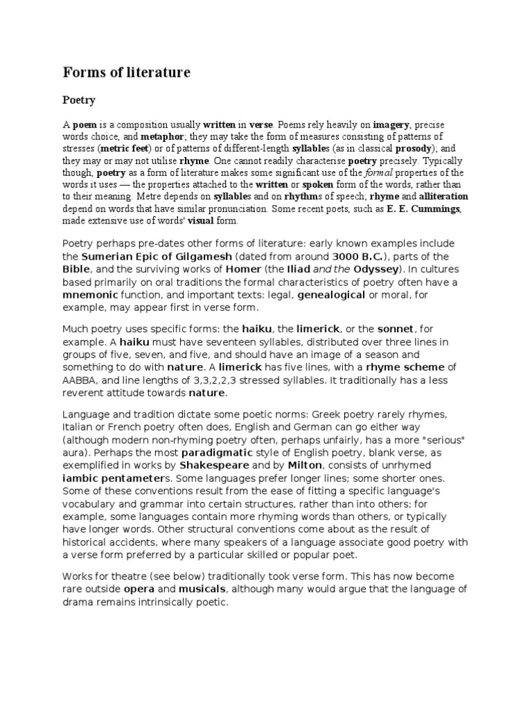 Forms of Literature | Poetry | Novels | Free 30-day Trial | Scribd