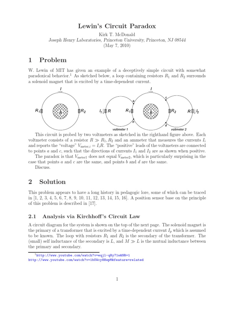 Lewin's Circuit Paradox: Joseph Henry Laboratories, Princeton ...