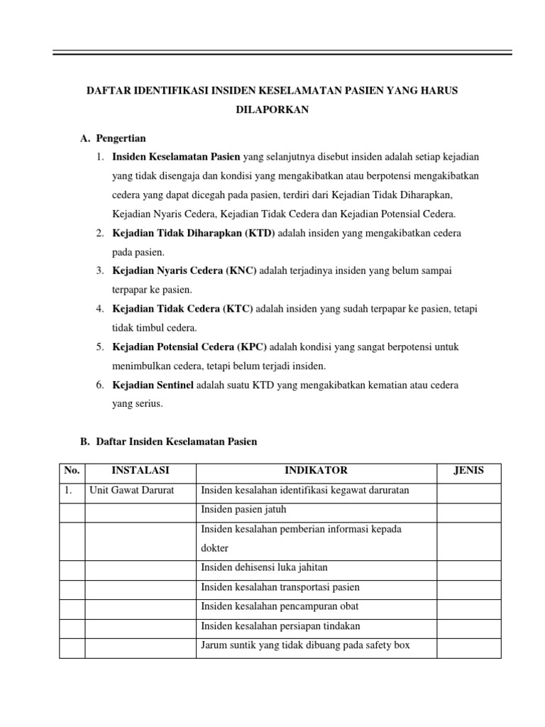 Insiden Keselamatan Pasien dan Pelaporannya | PDF | Sains & Matematika
