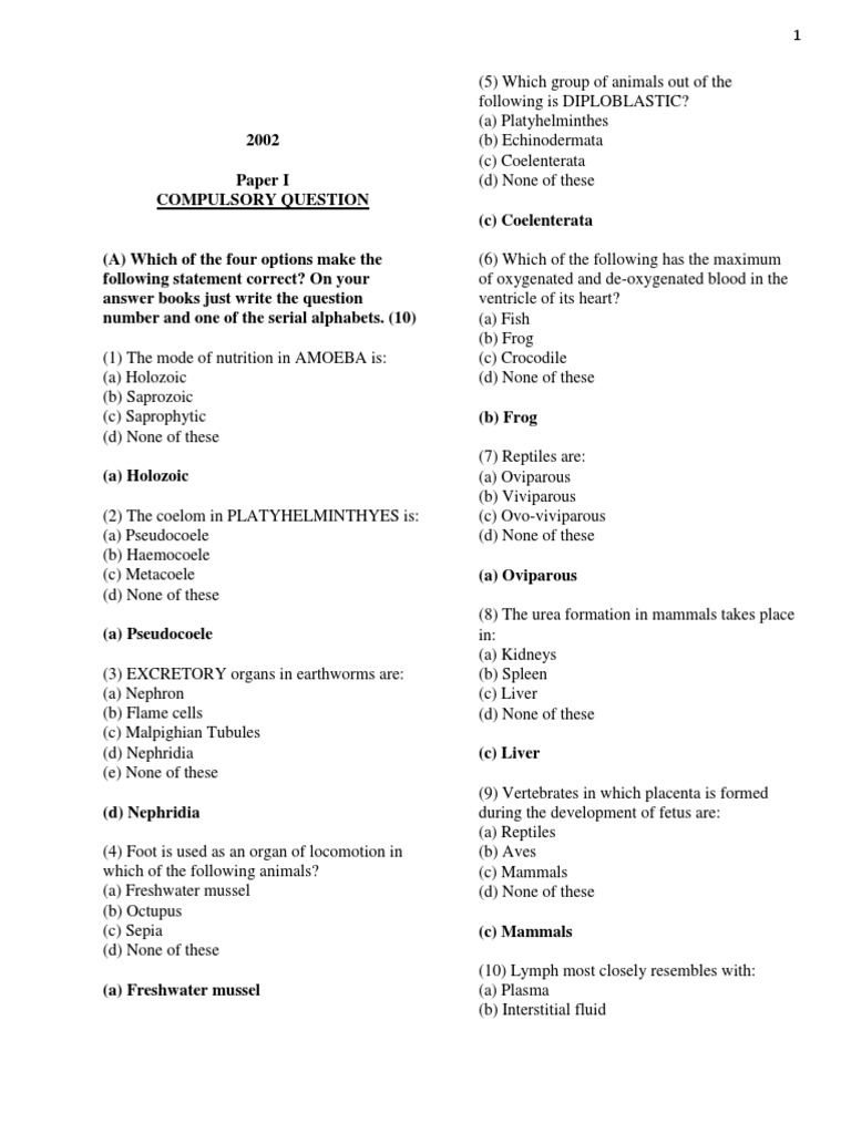 CSS Zoology Mcqs z2 | PDF | Zygosity | Mitochondrion