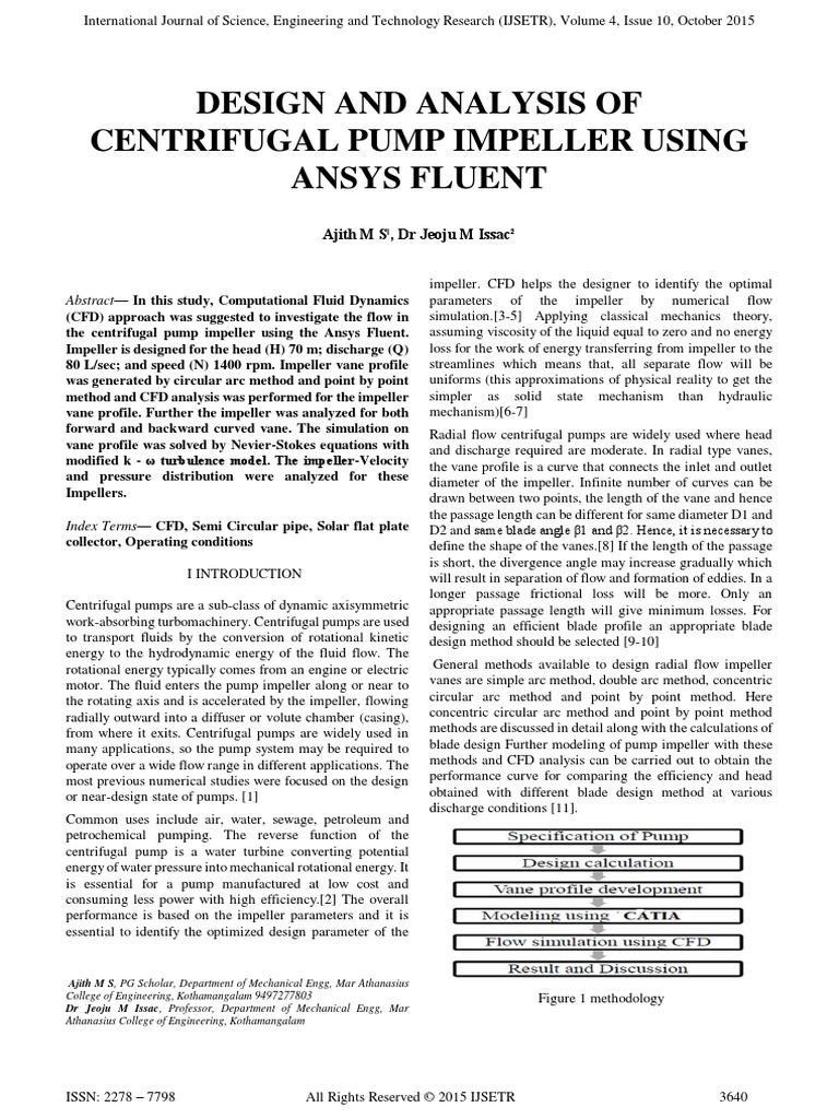 Design and Analysis of Centrifugal Pump Impeller Using Ansys Fluent ...