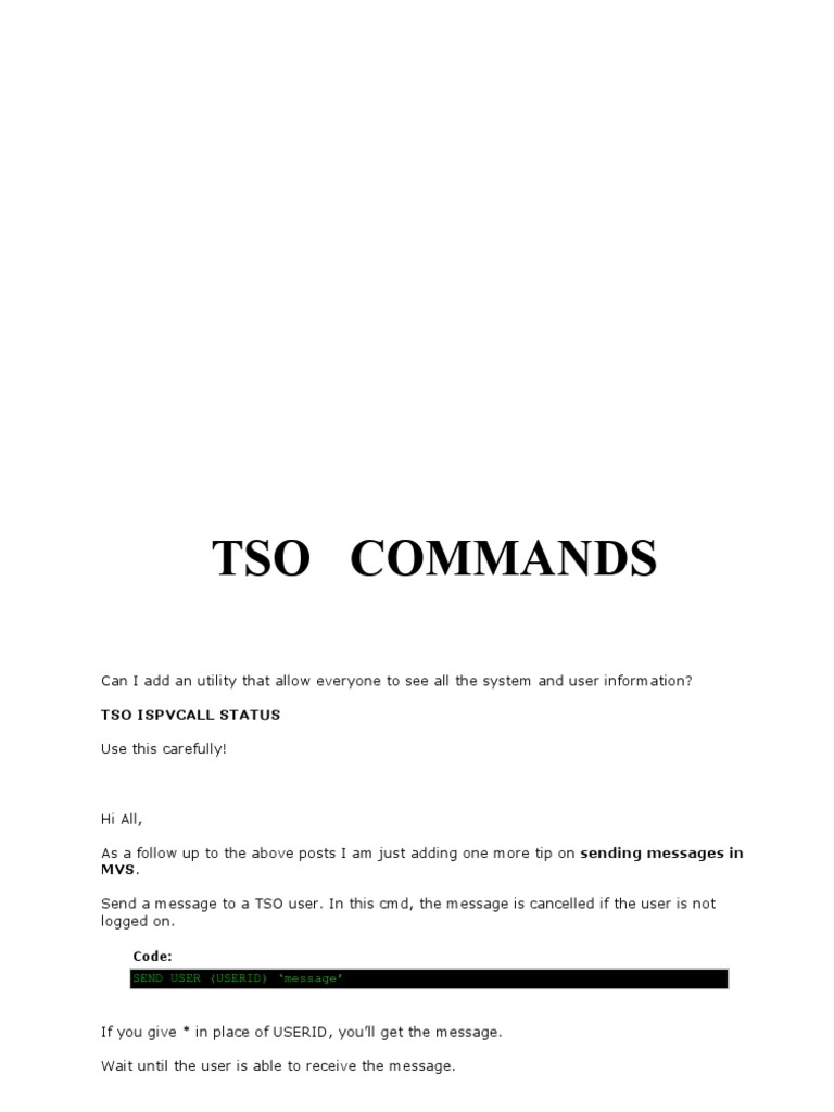 Tso Commands | PDF | Databases | Information Technology Management