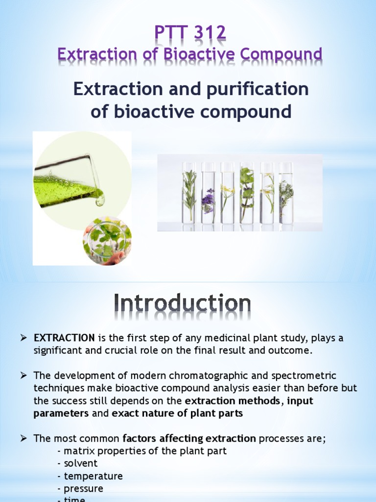 Extraction and Purification of Bioactive Compounds | PDF ...