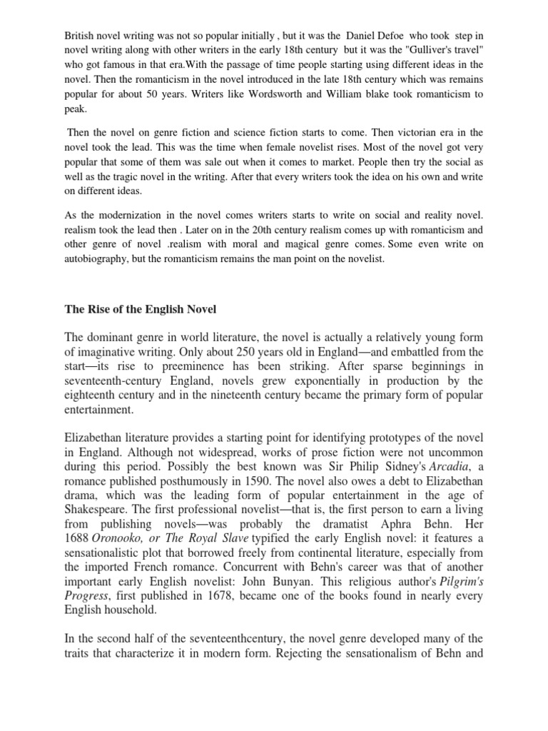 The Rise of The English Novel | PDF | Novels | English Literature