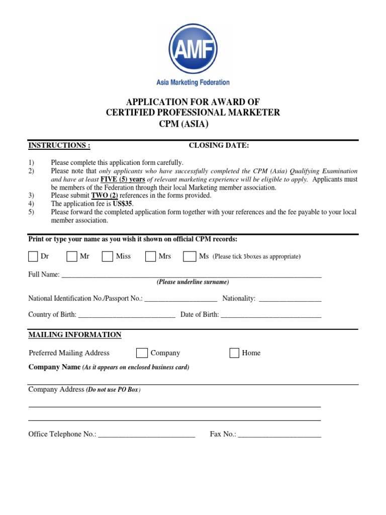 CPM Status Application Form | PDF | Government | Business