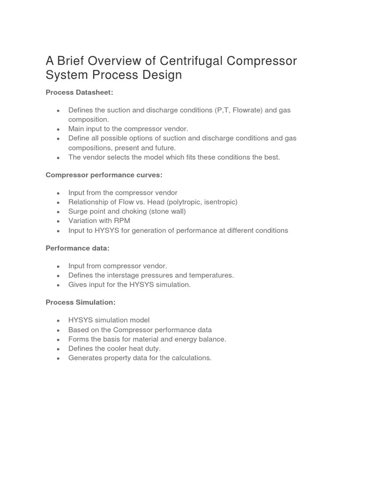 A Brief Overview of Centrifugal Compressor System Process Design | PDF ...