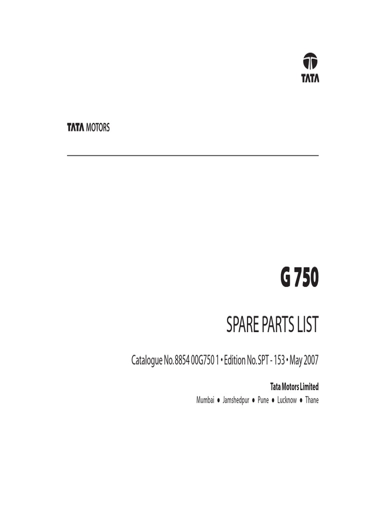 G 750 G 750 G 750 G 750 G 750: Spare Parts List | PDF | Gear | Piston