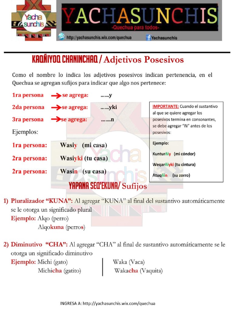 Quechua Gramática Cusco WIX | PDF | Verbo | Vocabulario