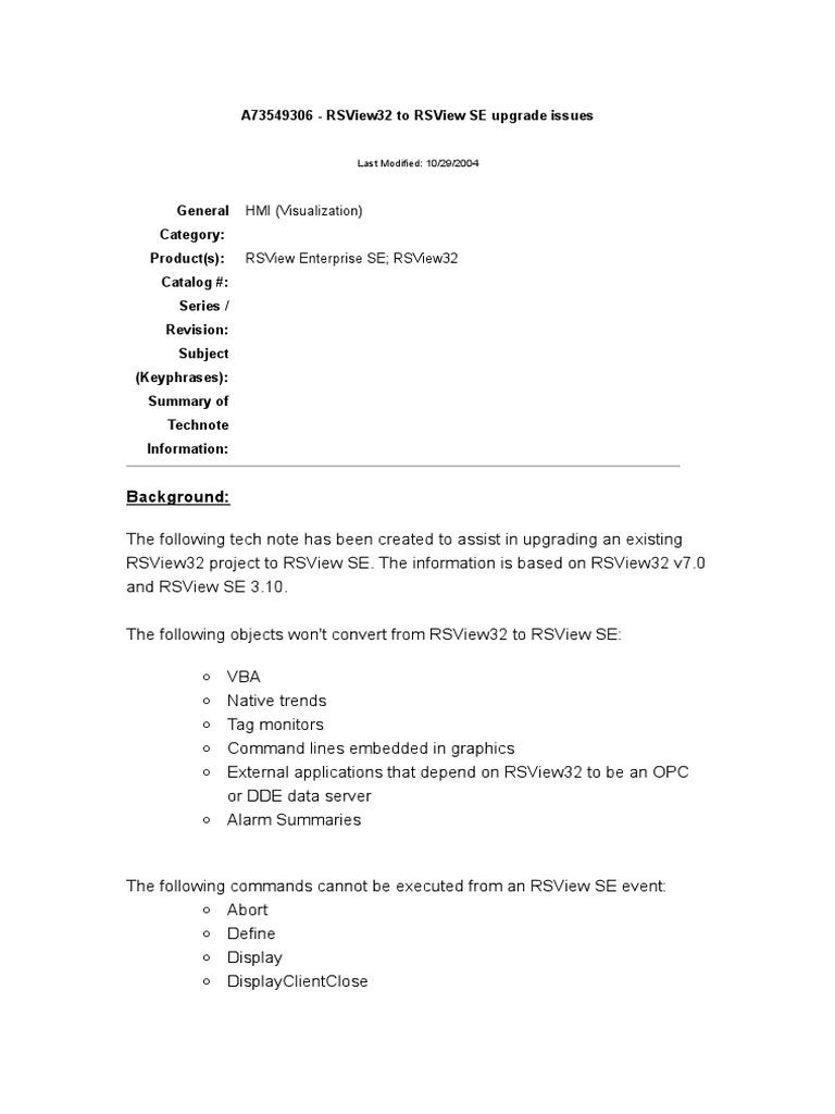 RSView32 to SE Upgrade Challenges | PDF | Command Line Interface ...
