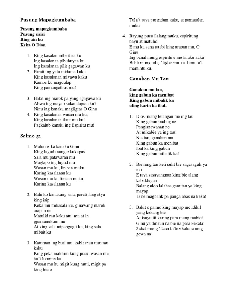 Pusung Mapagkumbaba Pusung Mapagkumbaba Pusung Sisisi Iting Ain Ku Keka ...