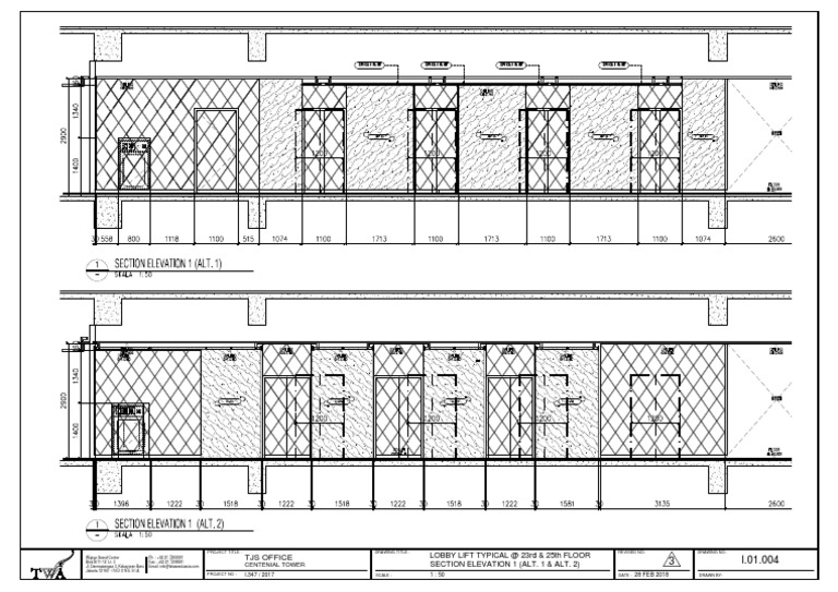 Lobby Lift Section Elevation Drawing | PDF