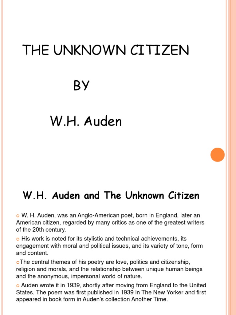 The Unknown Citizen | PDF