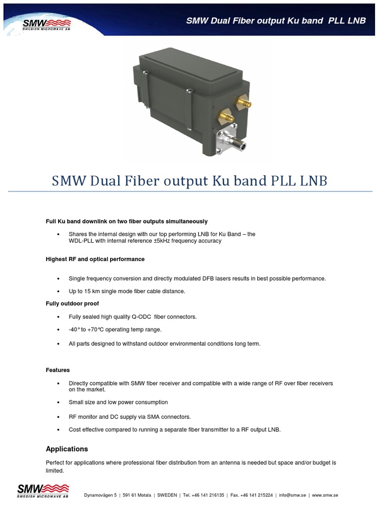 SMW Fiber LNB Draft Ver3 | PDF | Optical Fiber | Equipment