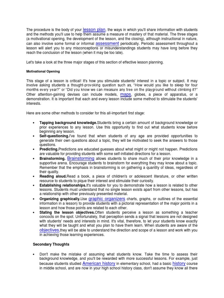 Lesson Plan: Motivational Opening | PDF | Lesson Plan | Teachers