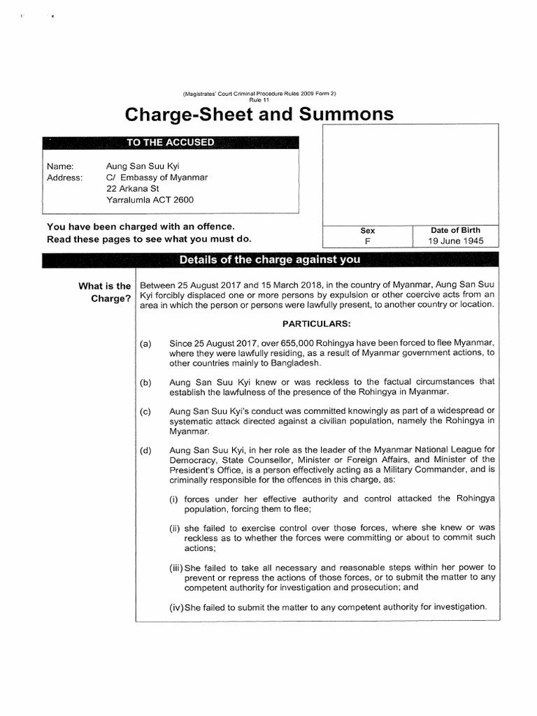 Charge-Sheet and Summons | PDF