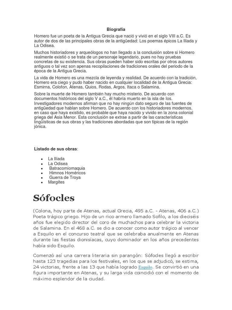 Biografía | PDF | Esquilo | Homero