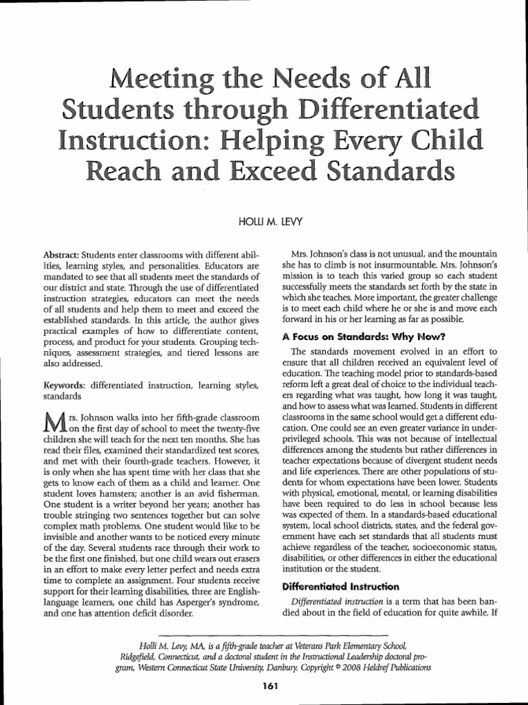 24 Meeting The Needs | PDF | Differentiated Instruction | Educational ...