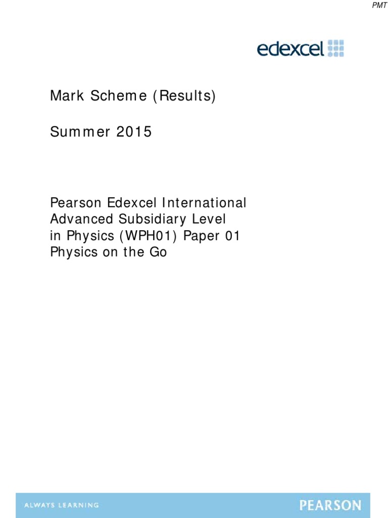 June 2015 (IAL) MS - Unit 1 Edexcel Physics A-Level | PDF | Force | Trigonometric Functions