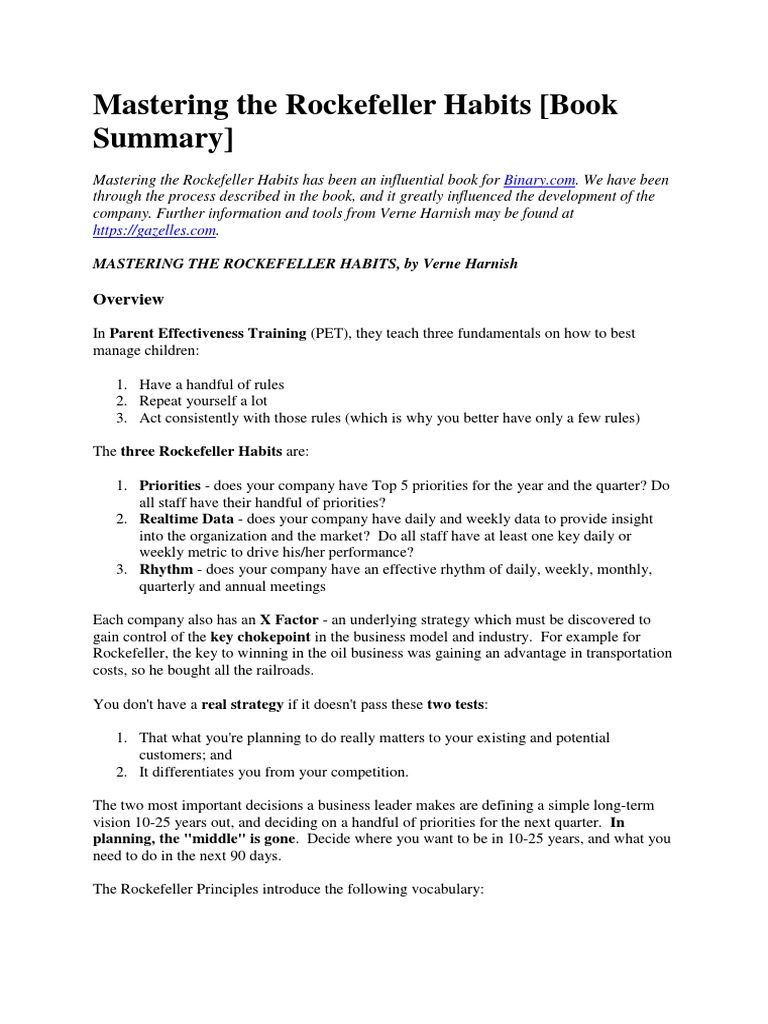 Mastering the Rockefeller Habits [Book Summary] | Sales | Leadership