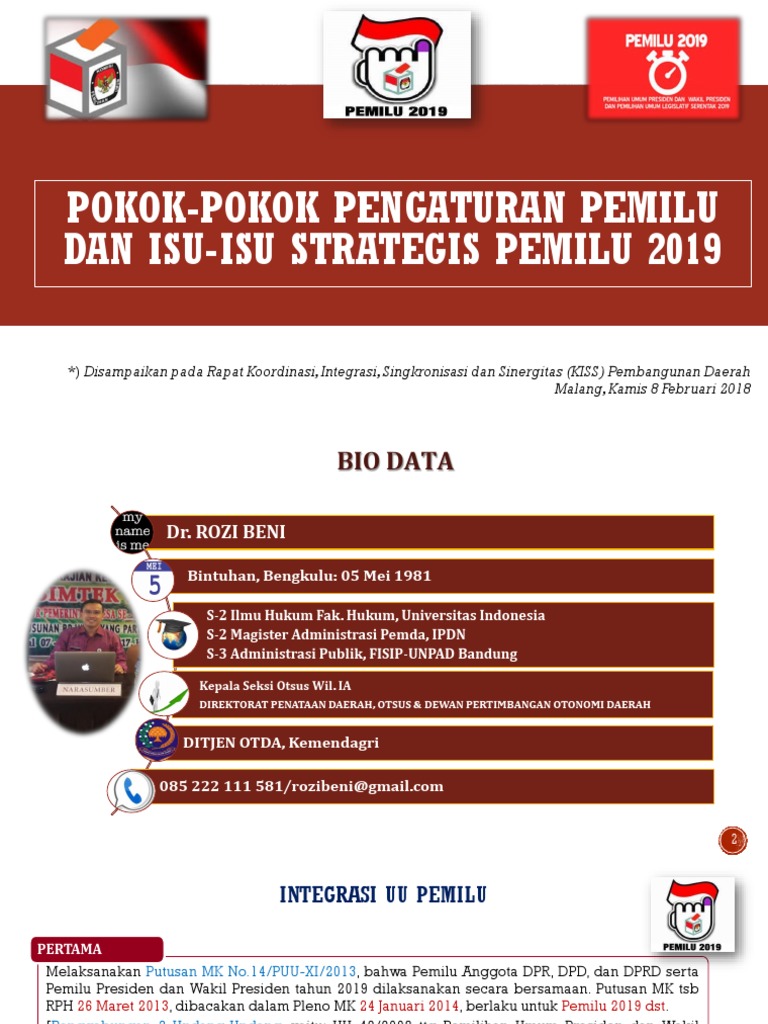 Pengaturan Pemilu 2019 dan Peran Pemda | PDF