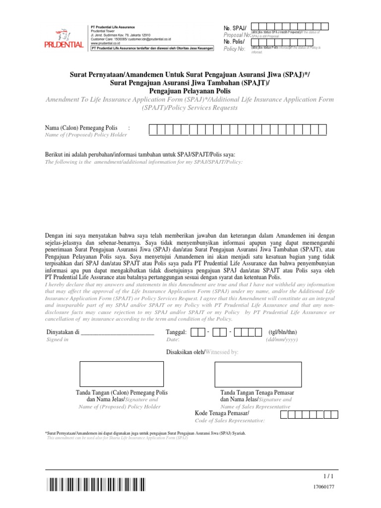 Amandemen Untuk SPAJ SPAJT Penga | PDF