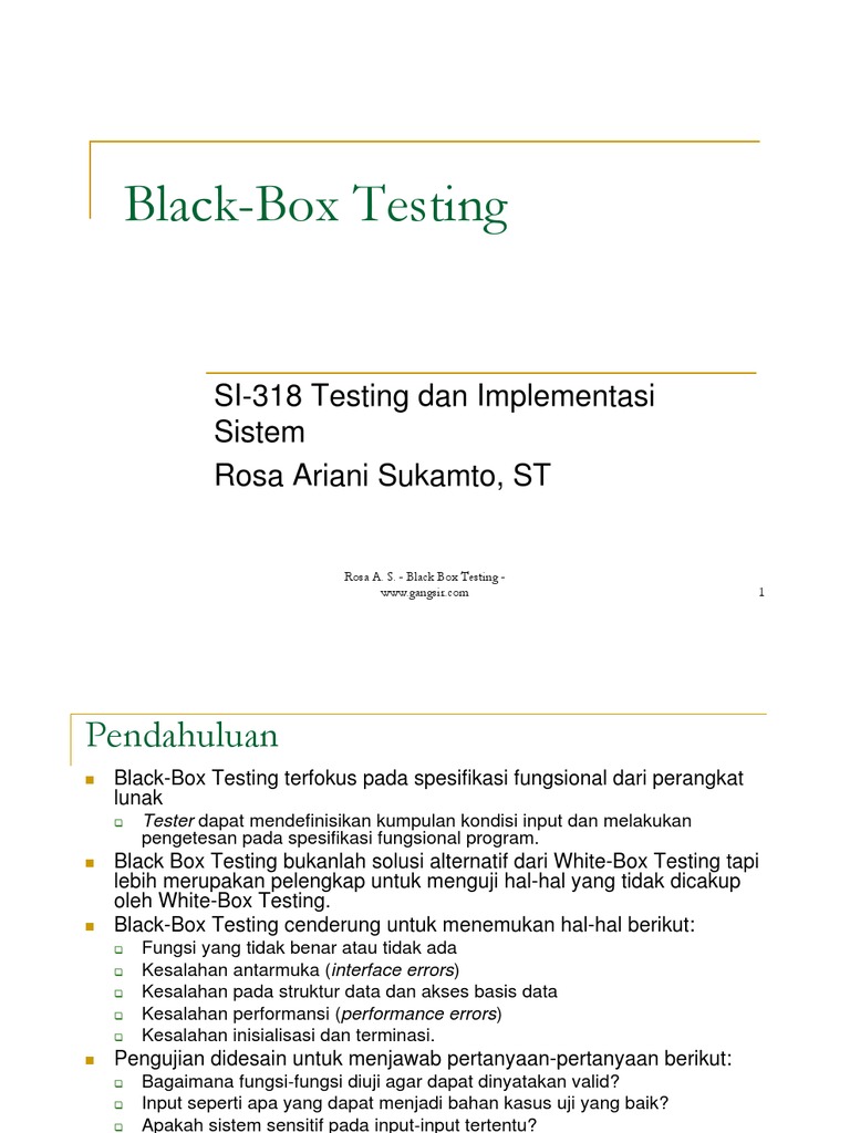 6 Black Box Testing