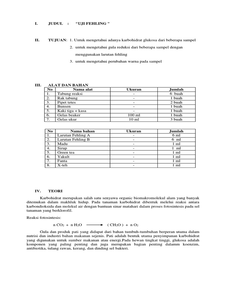 Laporan Uji Fehling | PDF