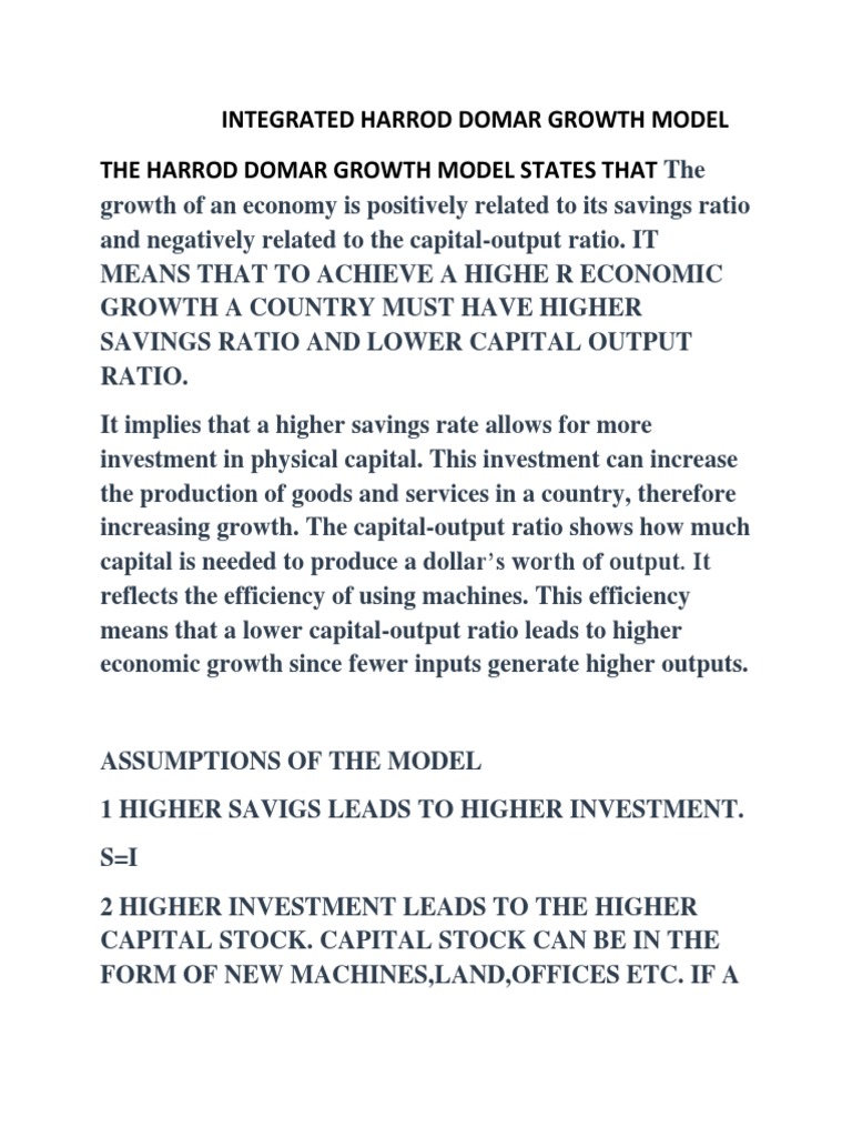Integrated Harrod Domar Growth Model | PDF