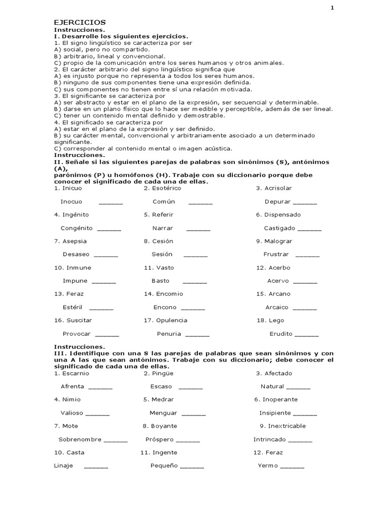 9-10EJERCICIOS Lexicologia | PDF | Semántica | Lingüística