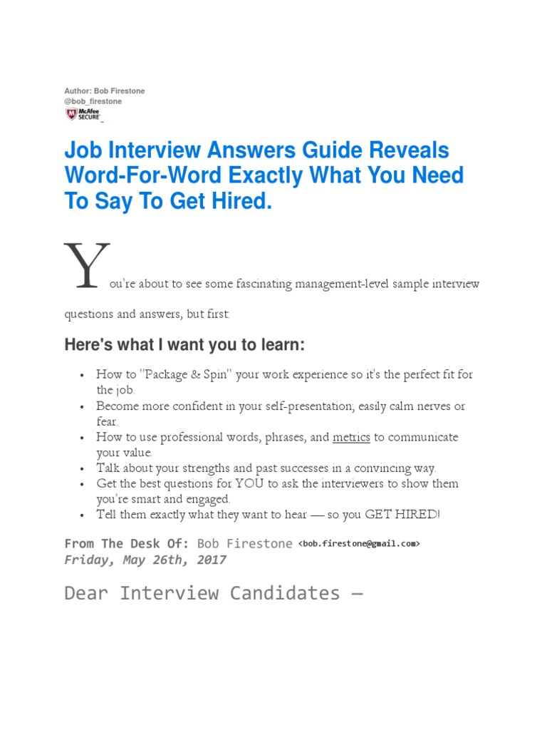 Job Interview Questions | PDF | Job Interview | Question