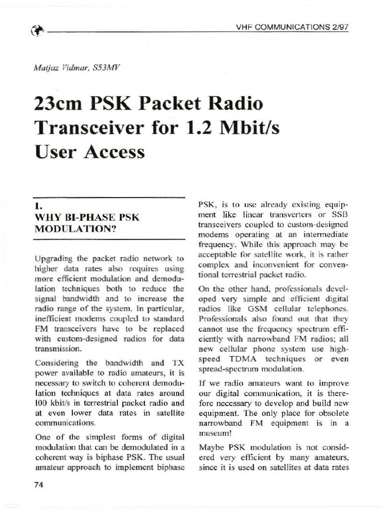 23cm PSK Packet Radio Transceiver For 1.2 Mbit/ User Access: ASE SK ...