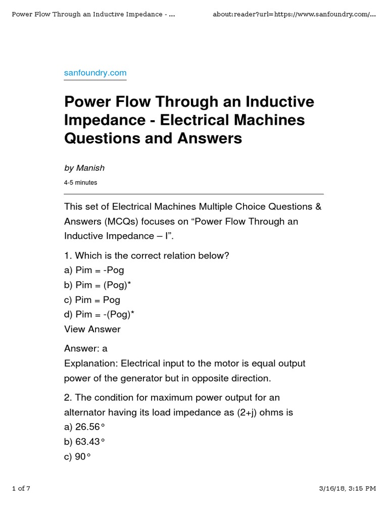 Questions On Efficiency and Regulation | PDF | Ac Power ...