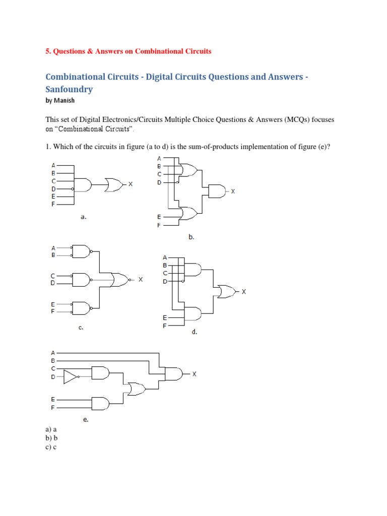 Questions Answers On Combinational Circuits PDF Liquid Crystal