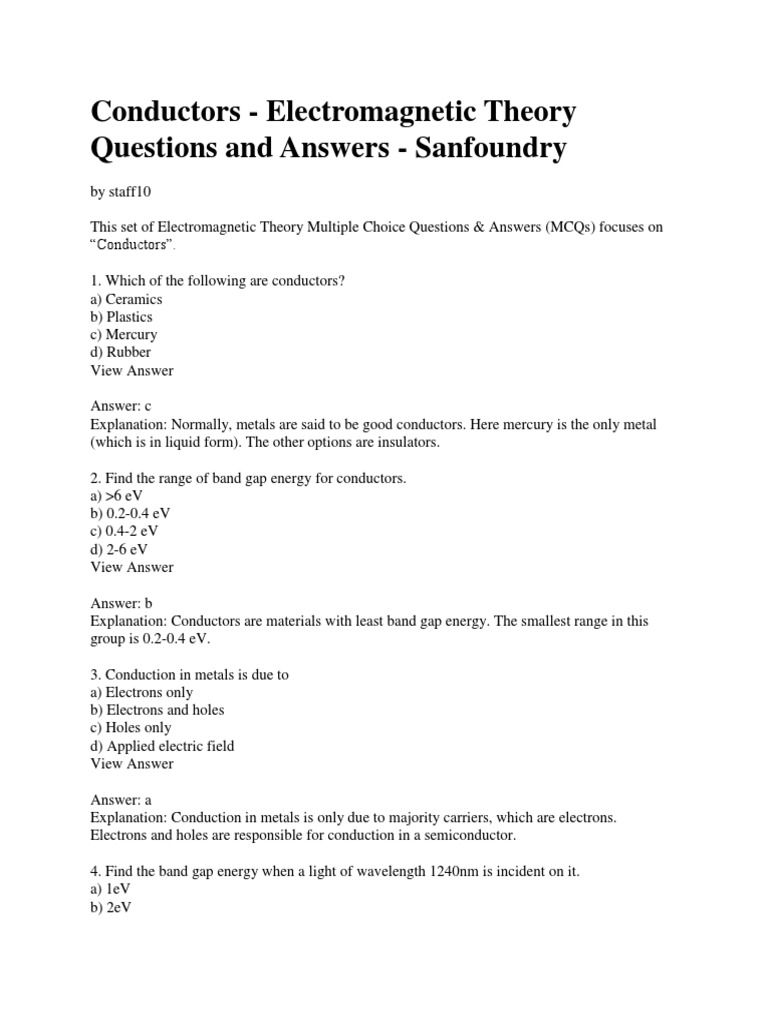 Questions & Answers On Electric Fields in Material Space | PDF ...