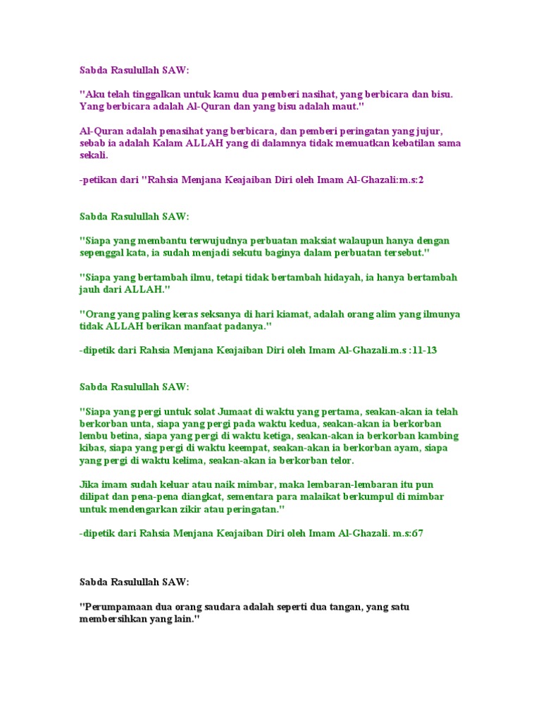 Sabda Rasulullah SAW | PDF