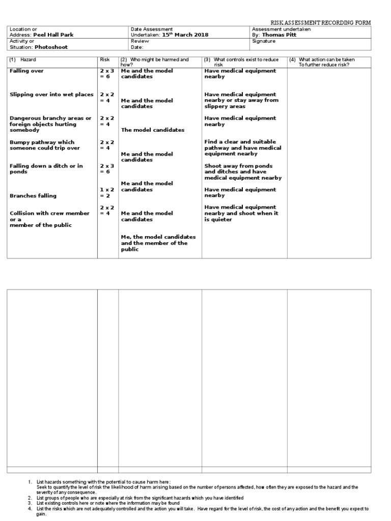 Risk Assessment Template 2 | PDF | Hazards | Risk