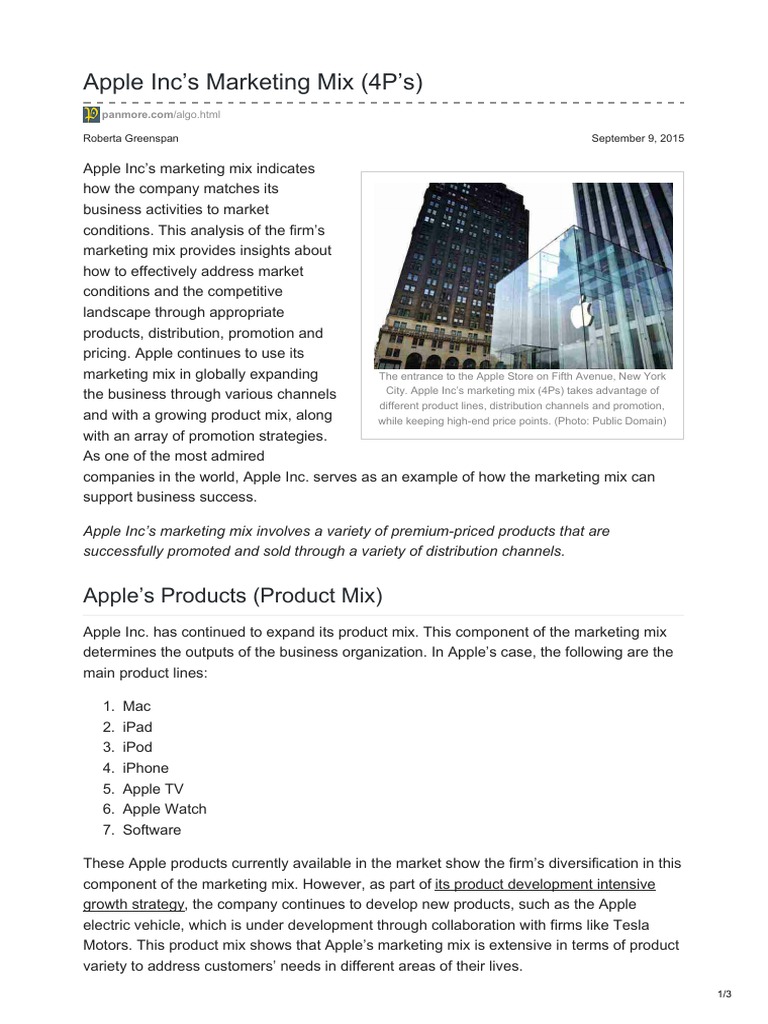 Apple Incs Marketing Mix 4Ps | PDF | Apple Inc. | Distribution (Business)