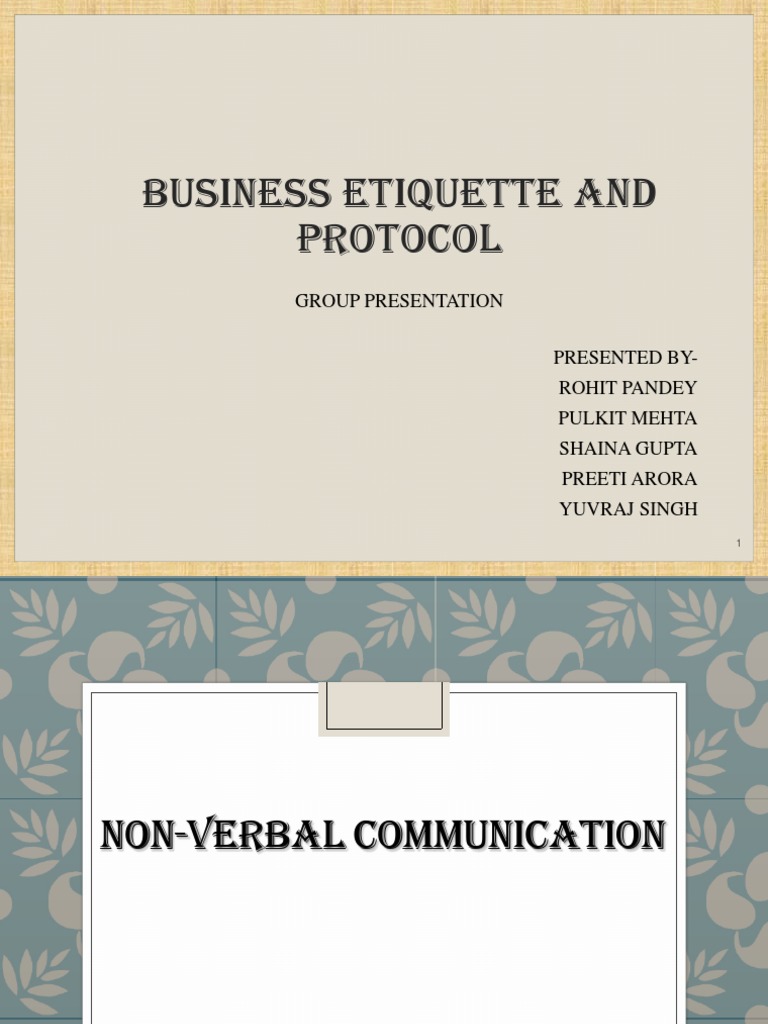 Business Etiquette and Protocol: Group Presentation | PDF | Nonverbal ...