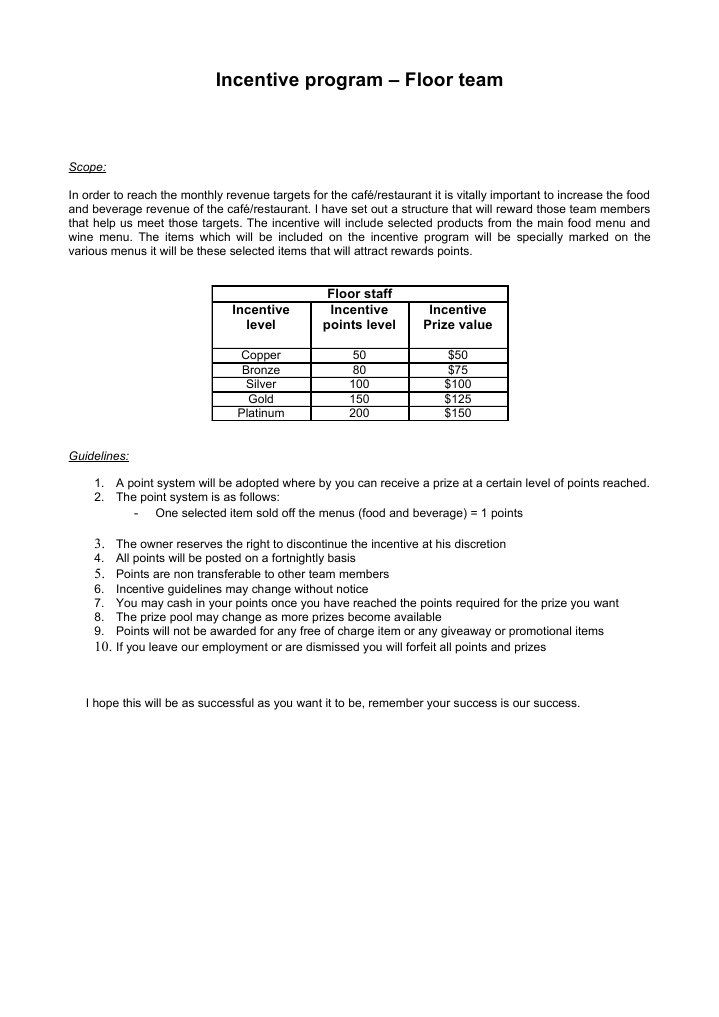 20 Incentive Program Waiters 1 | PDF