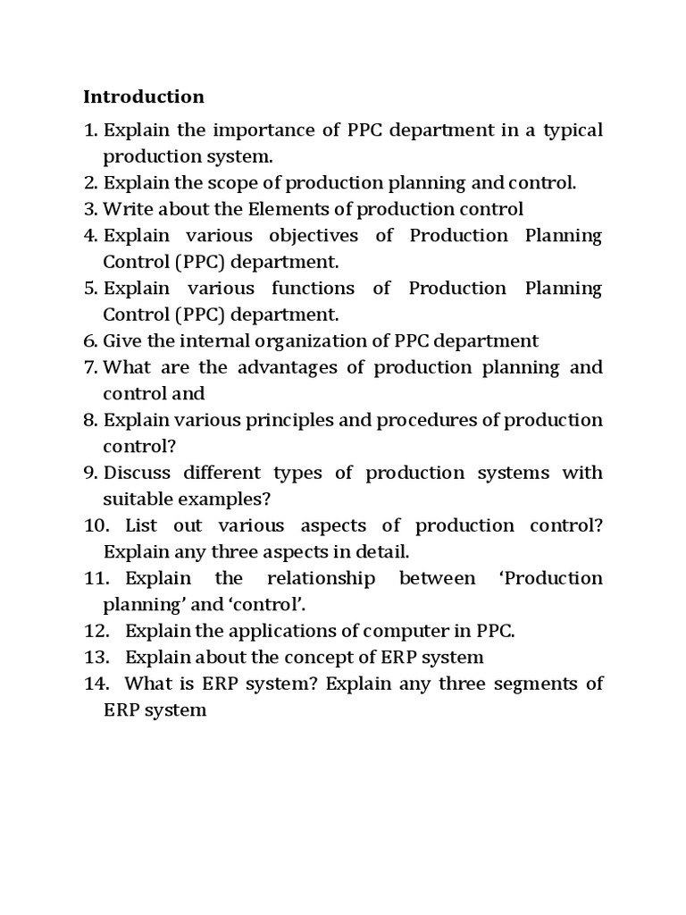PPC Question Bank | PDF | Forecasting | Supply Chain Management