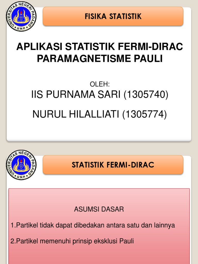 Aplikasi Statistik Fermi-Dirac Paramagnetisme Pauli | PDF
