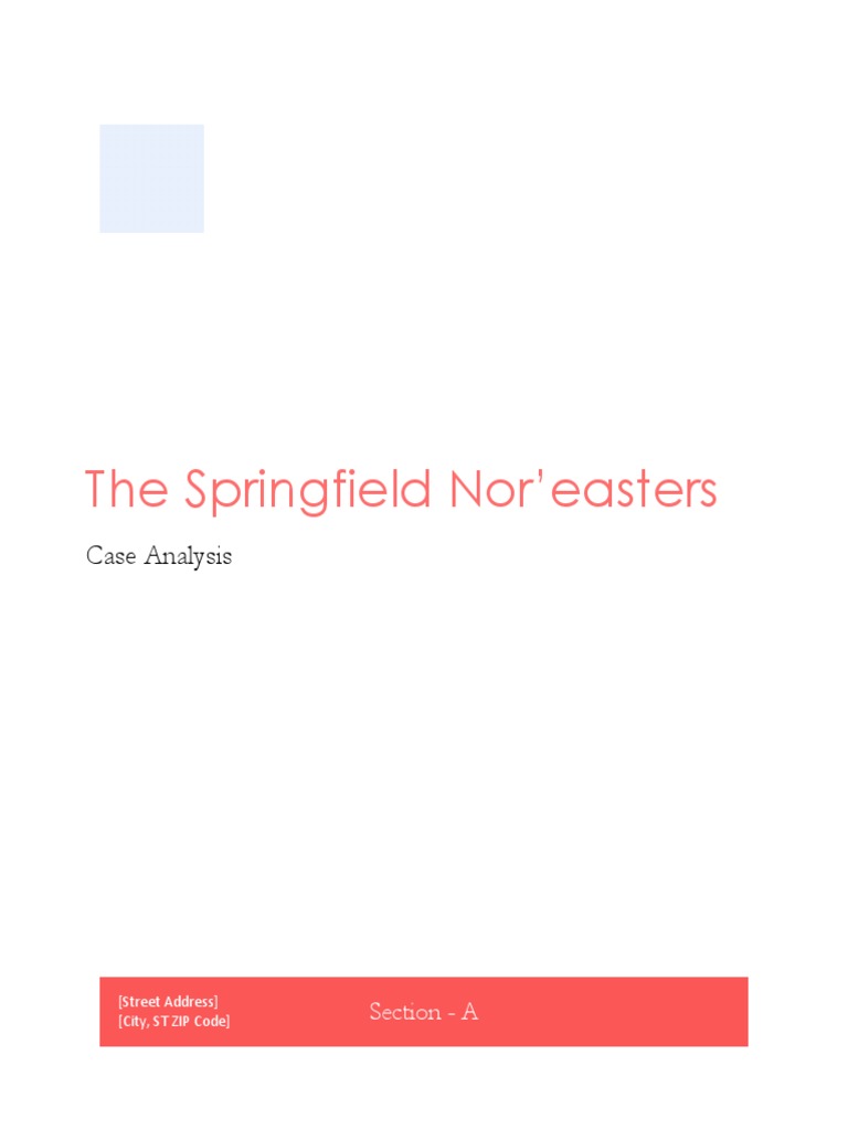 The Springfield Nor'easters: Case Analysis | PDF | Survey Methodology | Business Economics