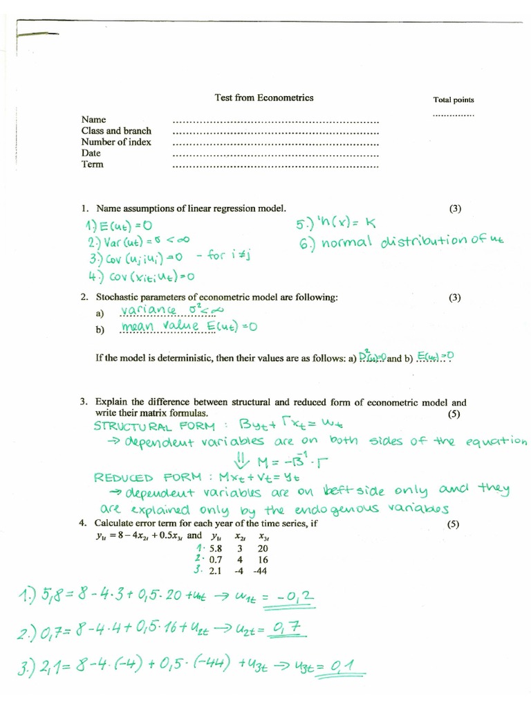 All-Tests For Econometrics | PDF | Ordinary Least Squares | Endogeneity ...