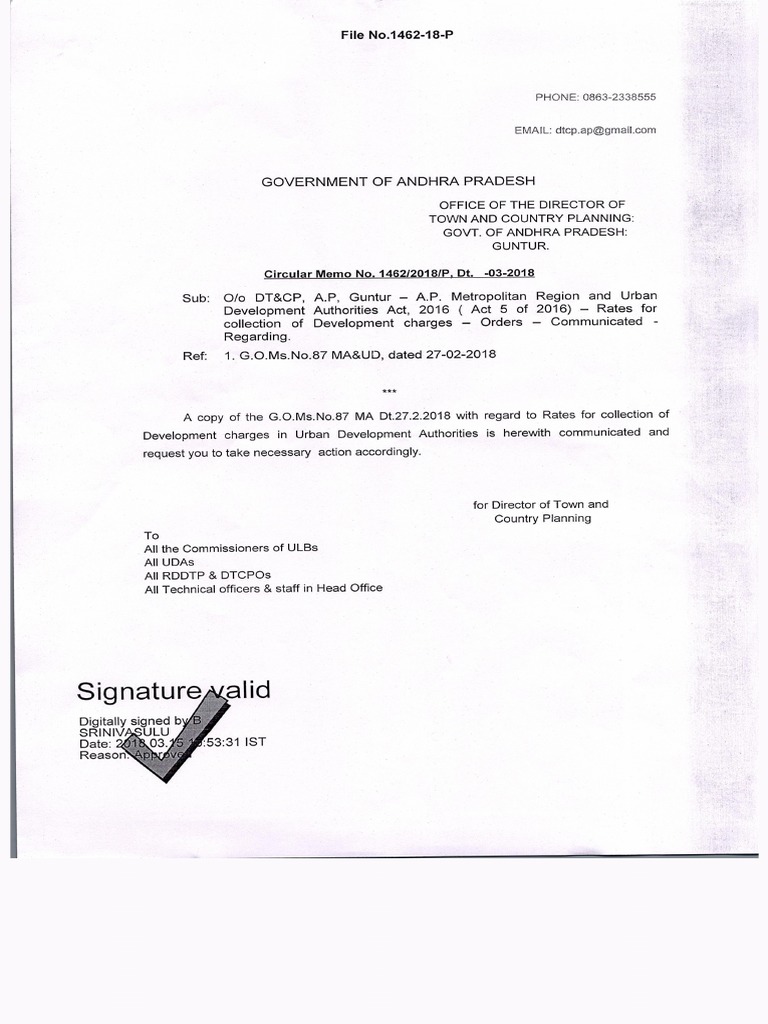 AP Development Charges Circular 2018 | PDF | Government | Business