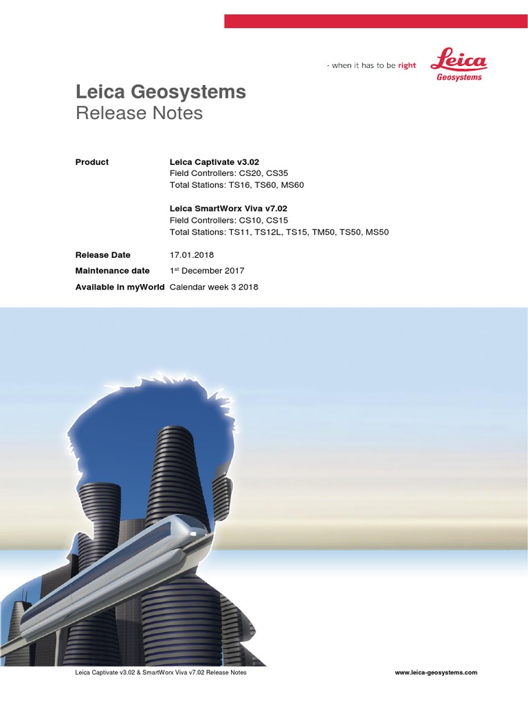 Leica Captivate & SmartWorx Viva Release Notes v3.02 & v7.02 - EN | PDF ... Leica Captivate & SmartWorx Viva Release Notes v3.02 & v7.02 - EN | PDF ...